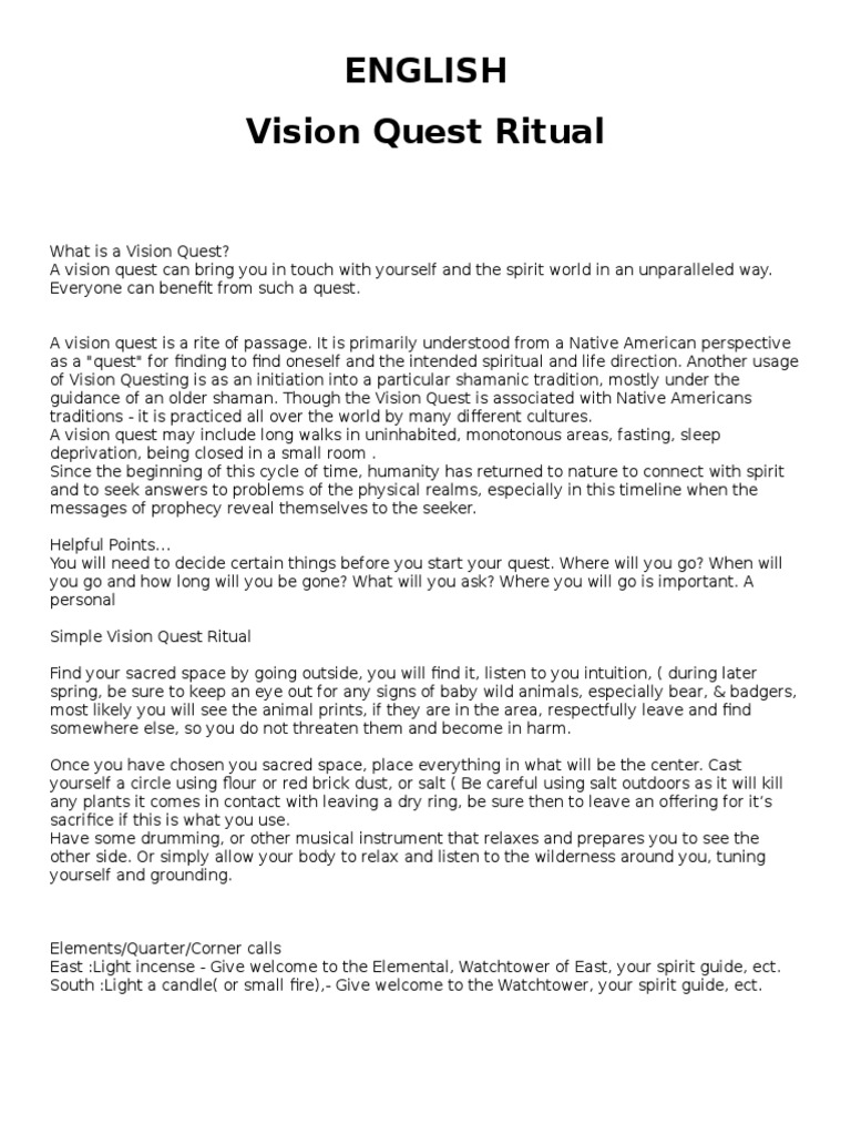 Vision Quest Ritual (Angol-Magyar) | PDF