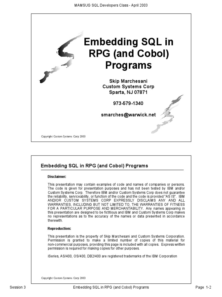 EMBEDDED SQL | PDF | Ibm Rpg | Sql