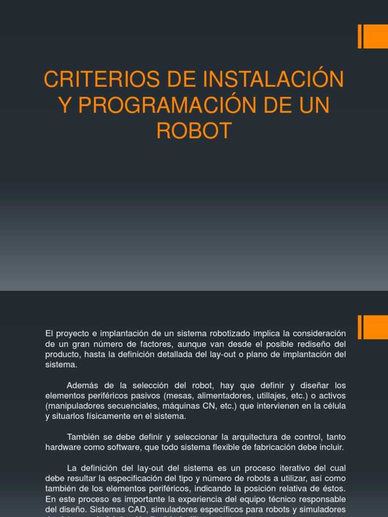 Criterios de Instalación y Programación de Un Robot 1 | PDF | Robot ...