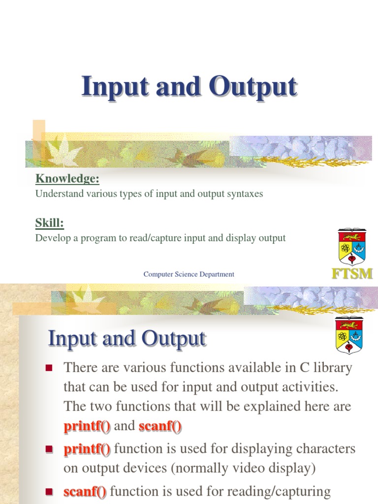 Slide 05 - Input and Output | Download Free PDF | C (Programming ...