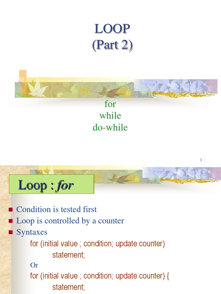 Slide 08b - Control Structure - Loop | PDF | Control Flow | Software Development