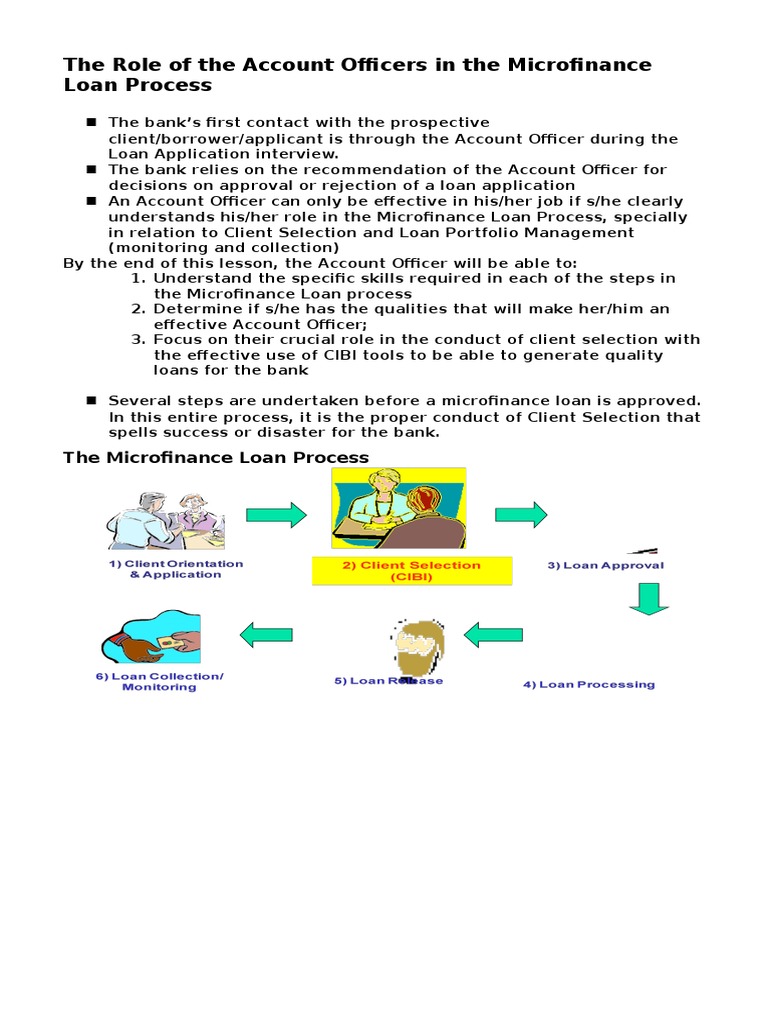 The Role of The Account Officers in The Microfinance Loan Process | PDF ...