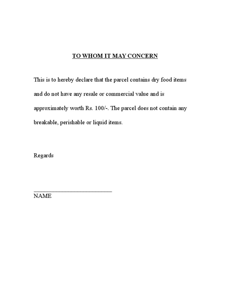 Courier Declaration Format | PDF