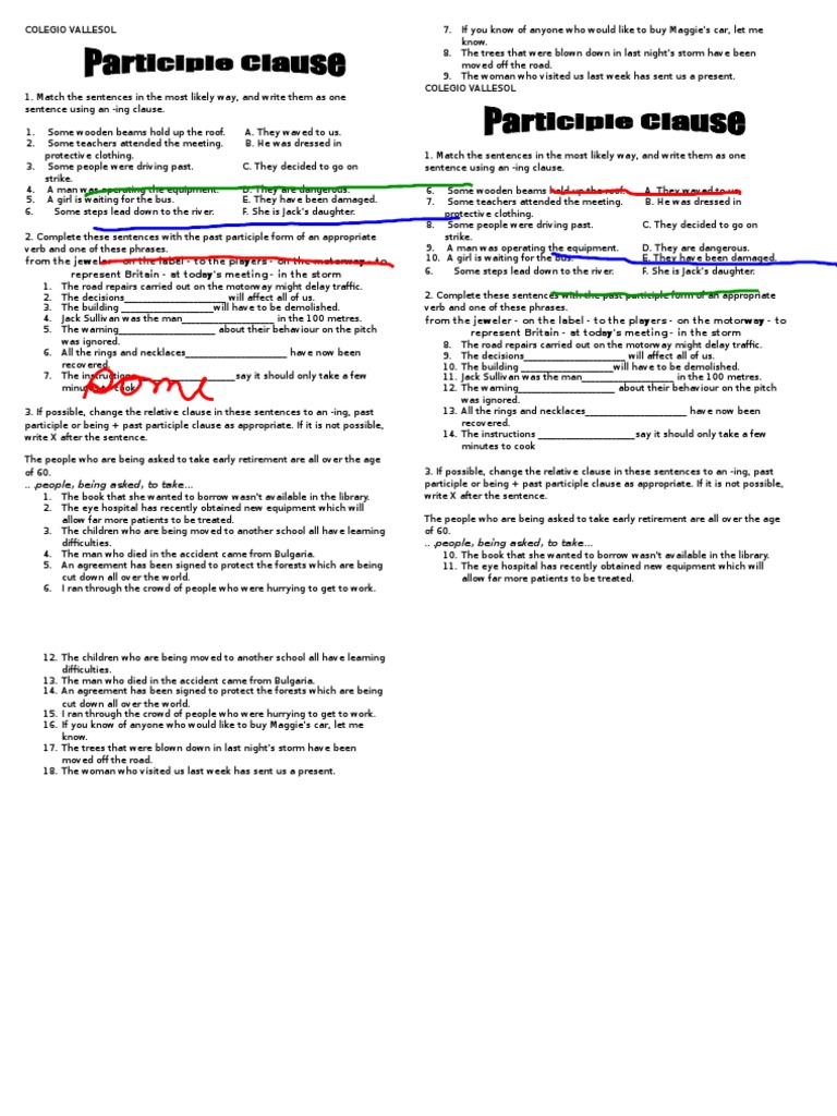 Participle Clauses | PDF | Sentence (Linguistics) | Violence