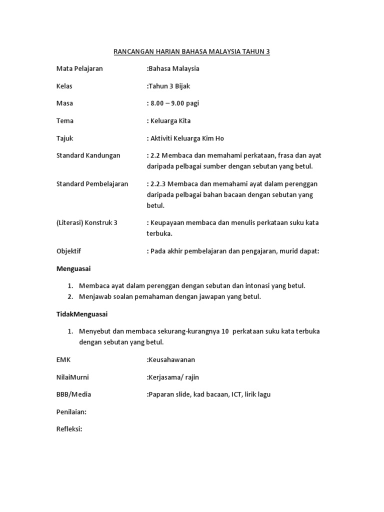 RPH - Diftong | PDF | Kajian Bahasa Asing