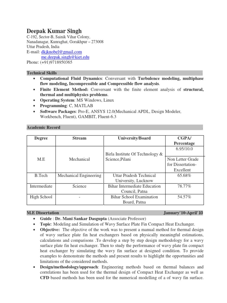 Resume-Deepak Kumar Singh PDF | PDF