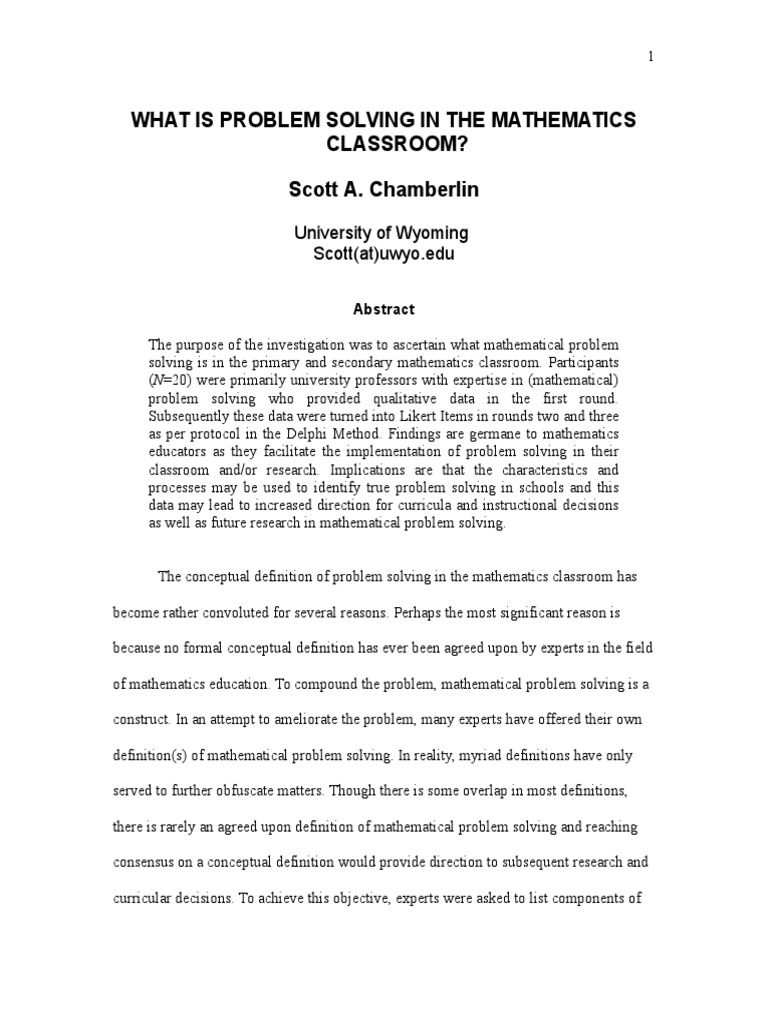 Defining Mathematical Problem Solving | PDF | Career & Growth | Science ...
