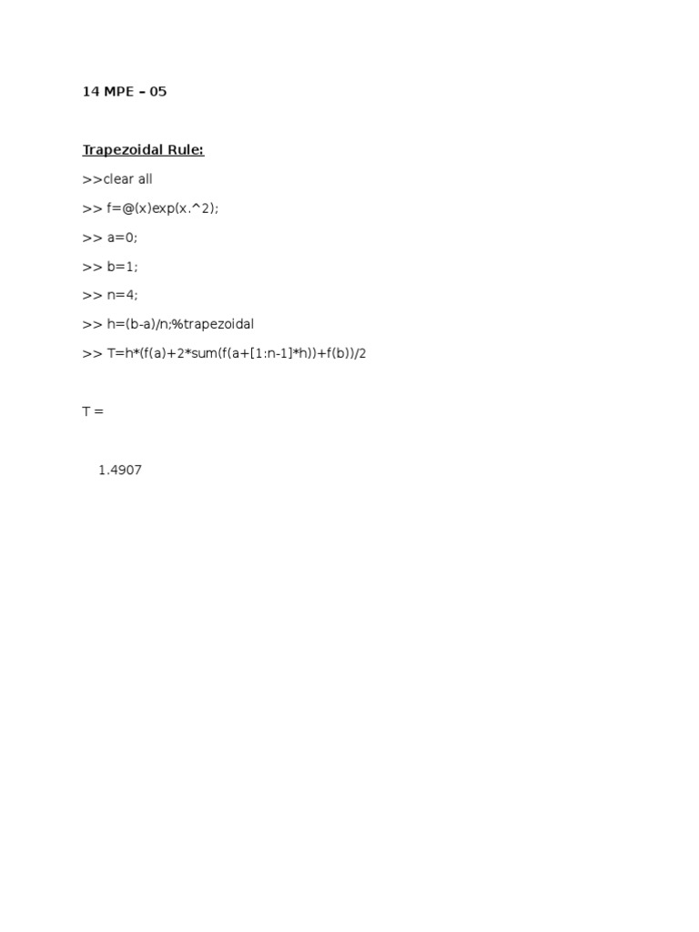 Numerical Integration Methods in MATLAB | PDF