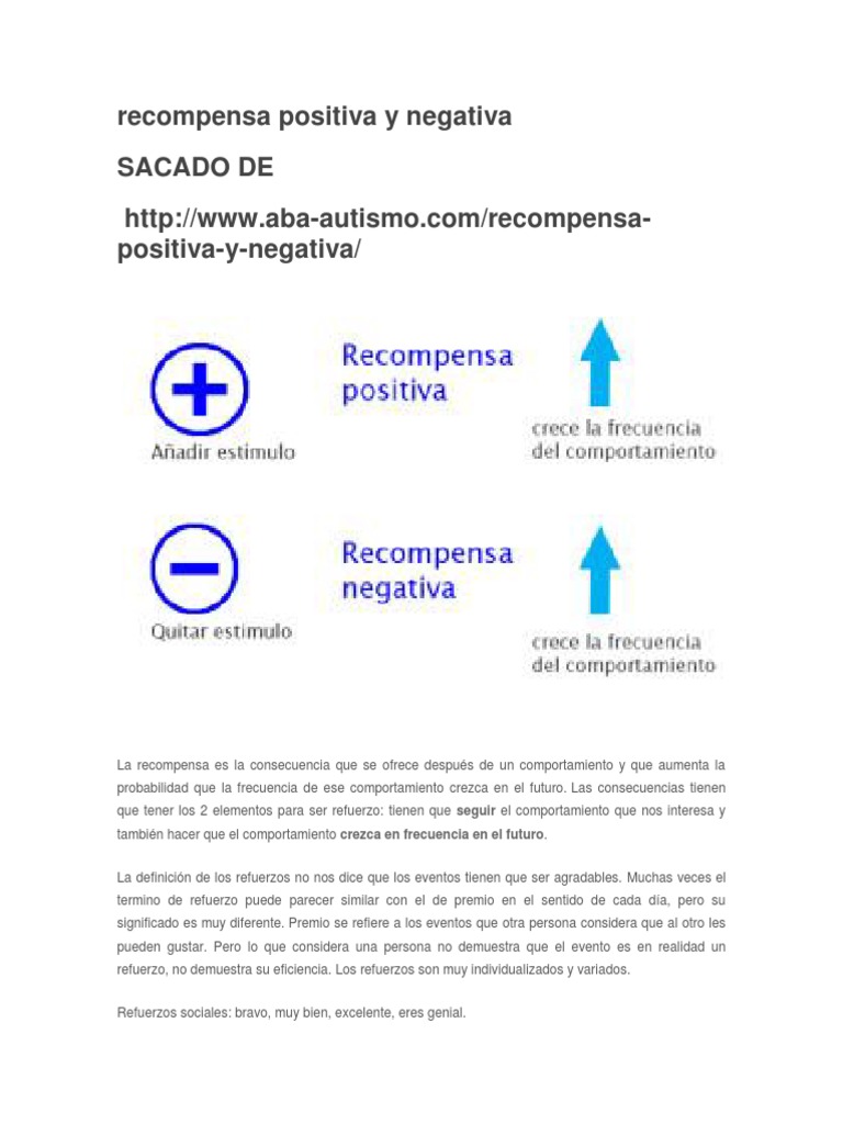 Recompensa Positiva y Negativa | PDF