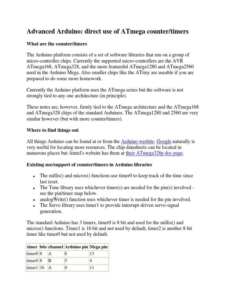 Advanced Arduino Timer Usage Guide | PDF | Electronic Engineering ...