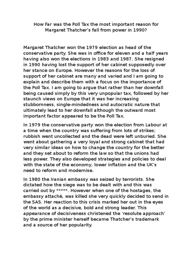 Was Poll Tax The Most Important Reason For Margaret Thatchers Downfall ...