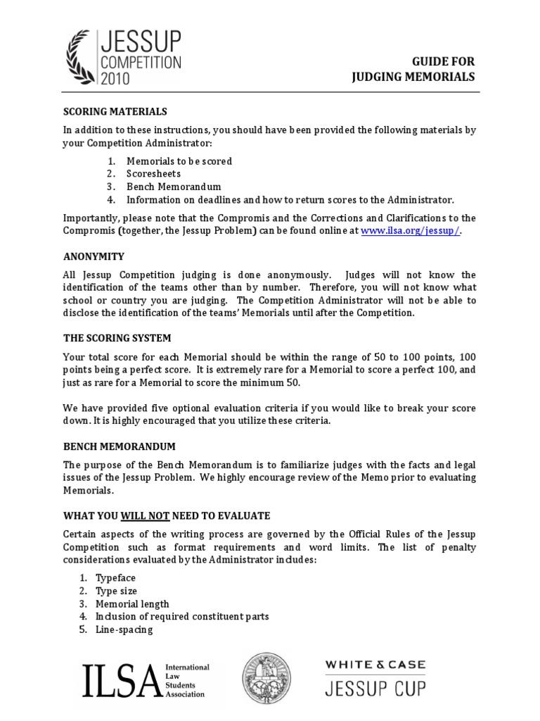 Jessup Memorial Judging Guide | PDF | Citation | Argument