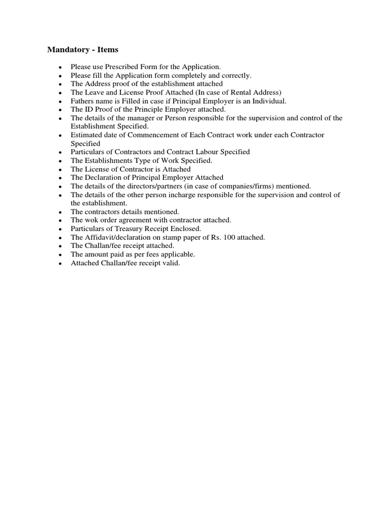 Mandatory - Items | PDF