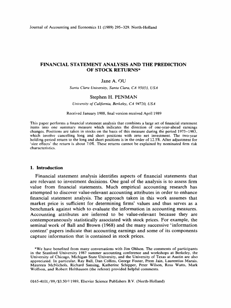 Stephen Penman - FS Analysis & Stock Returns | PDF