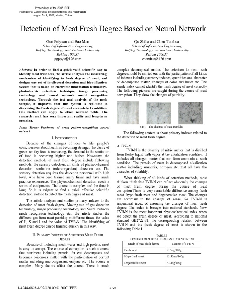 Meat Freshness Detection | PDF | Meat | Artificial Neural Network