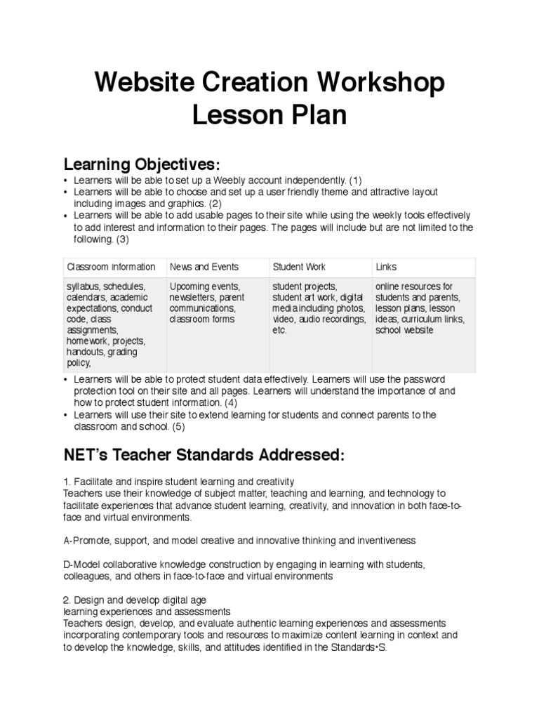One Hour Workshop Lesson Plan PDF | PDF | Lesson Plan | Educational ...