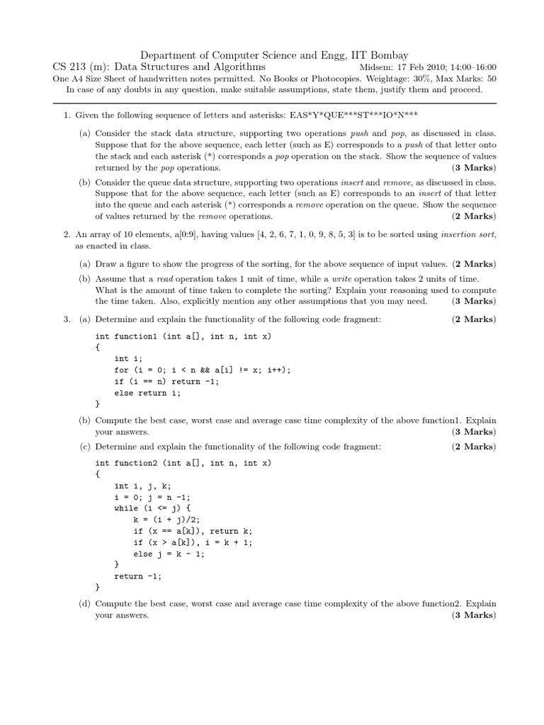 Midsem Questions | Download Free PDF | Subroutine | Queue (Abstract ... Midsem Questions | Download Free PDF | Subroutine | Queue (Abstract ...