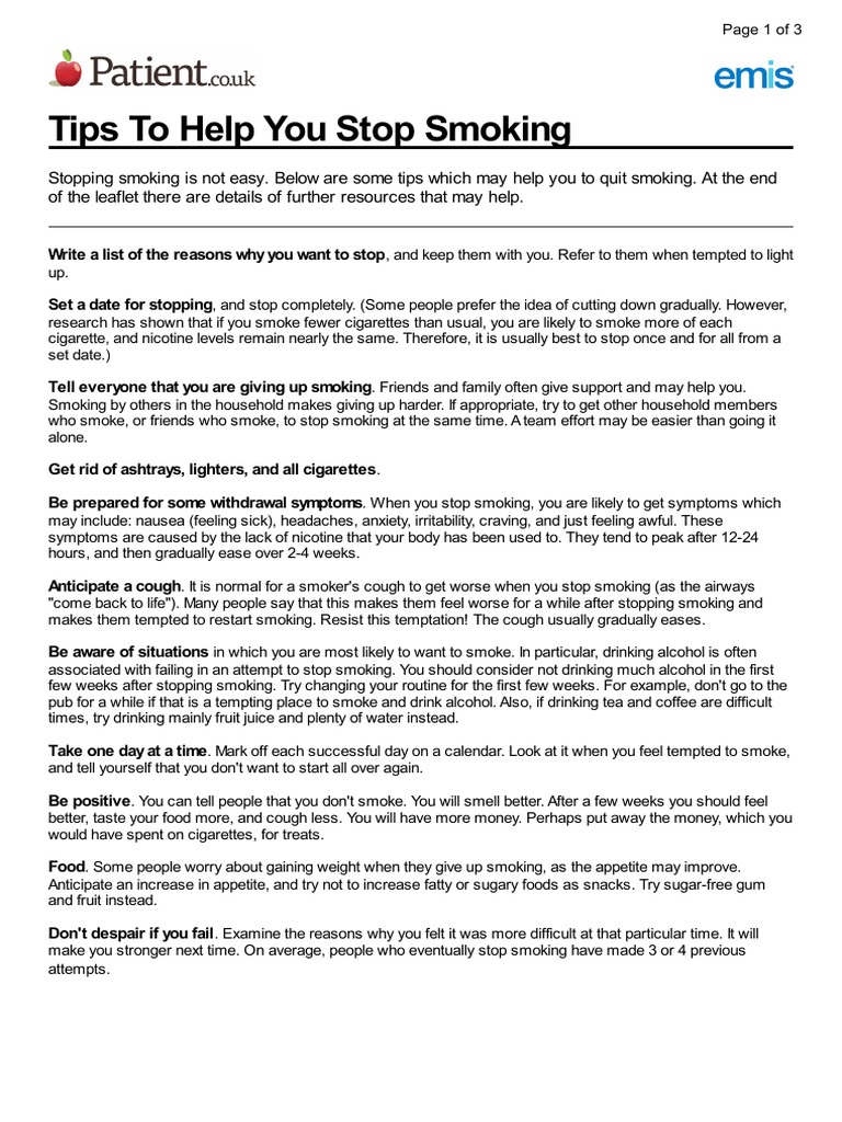 Tips To Help You Stop Smoking | PDF | Smoking Cessation | Herbal And ...