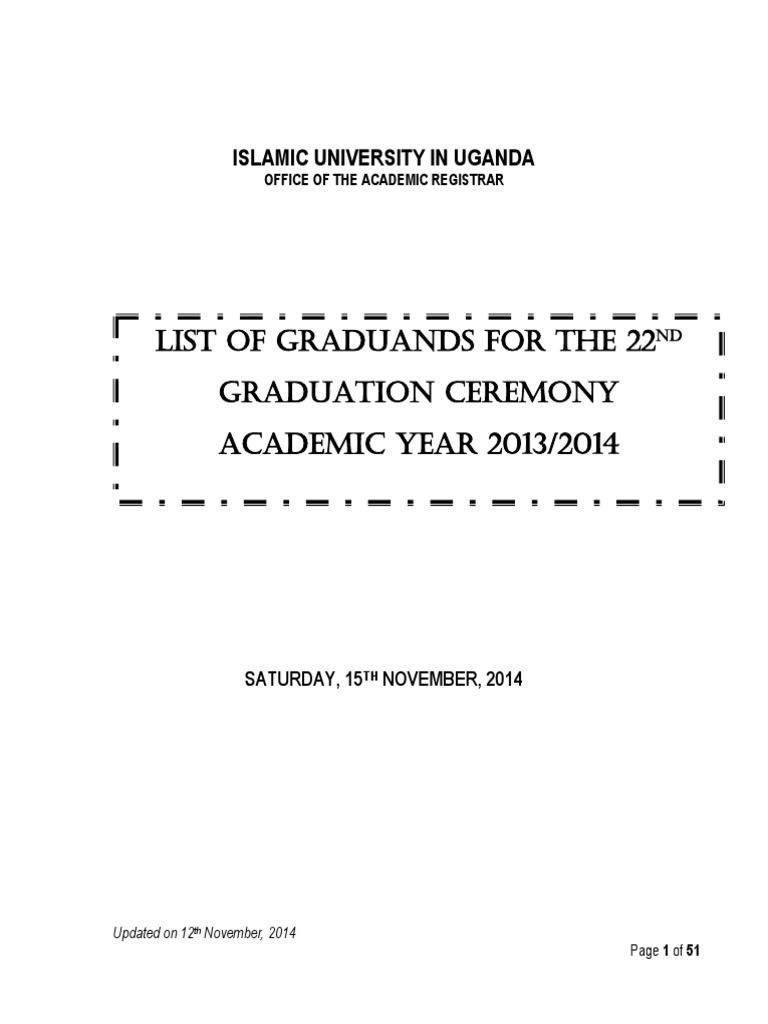 IUIU 22nd Graduation List 2014 | PDF | Home & Garden | Art