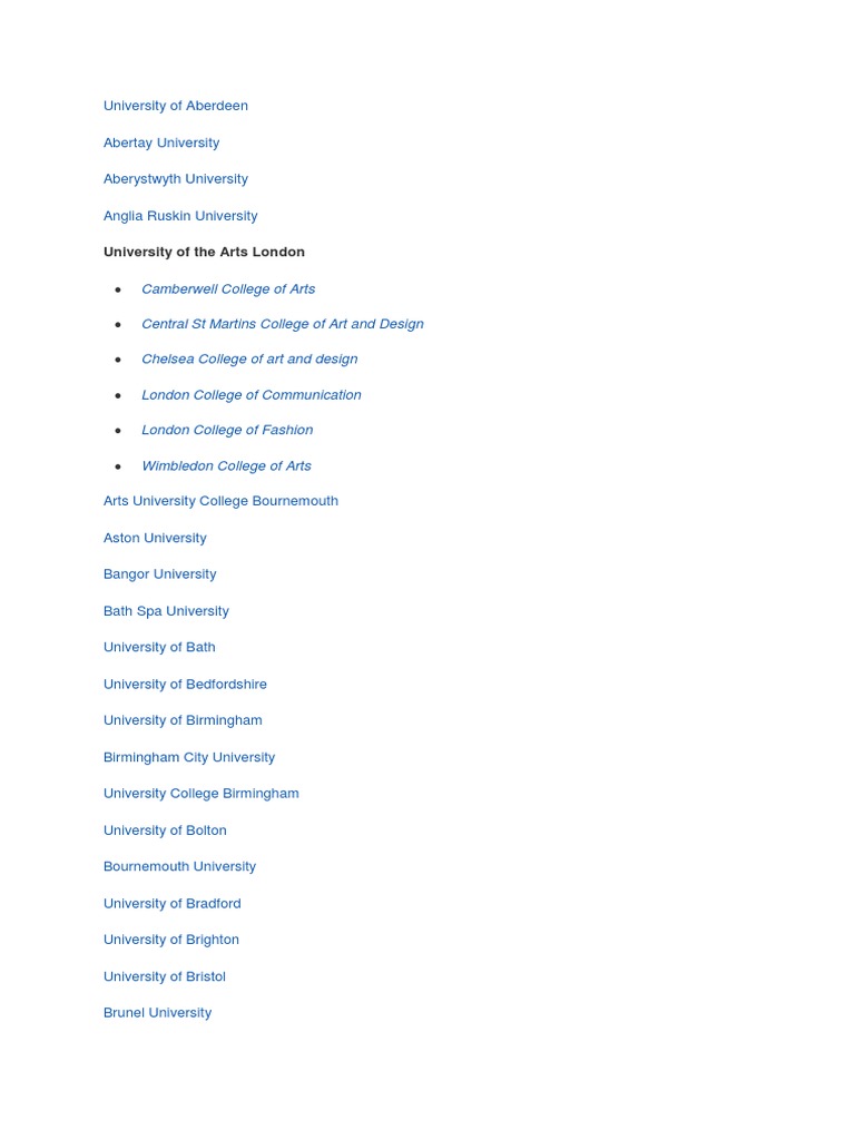List of Universities | PDF | London | University College London