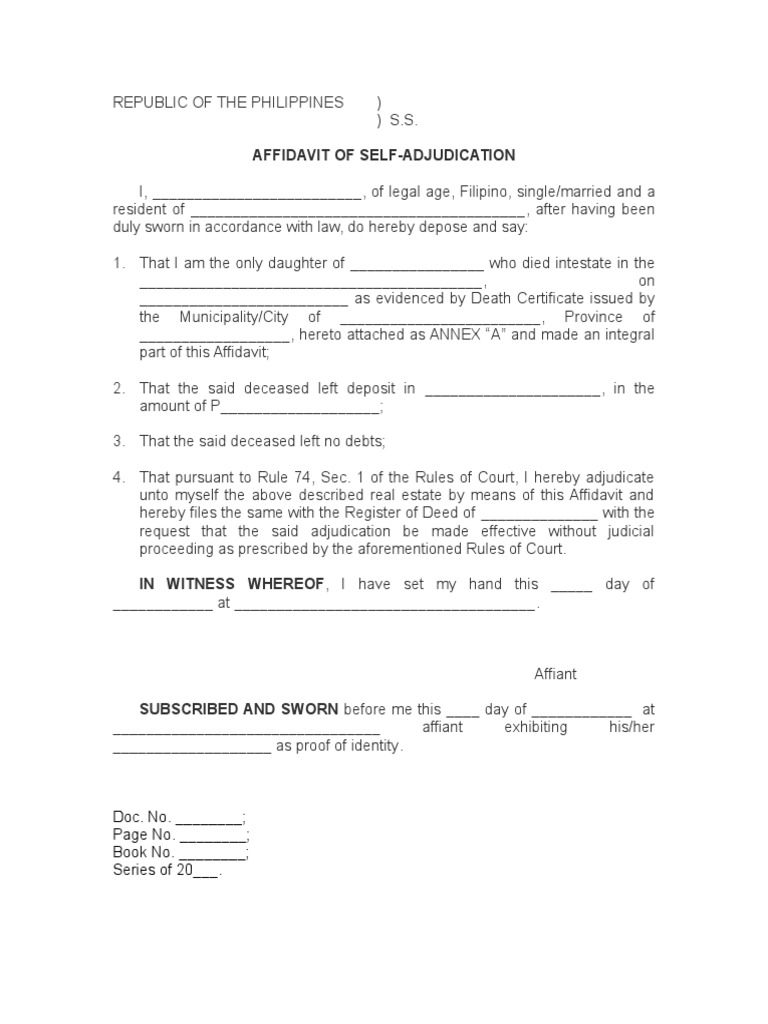 Affidavit of Self Adjudication | PDF | Affidavit | Judiciaries