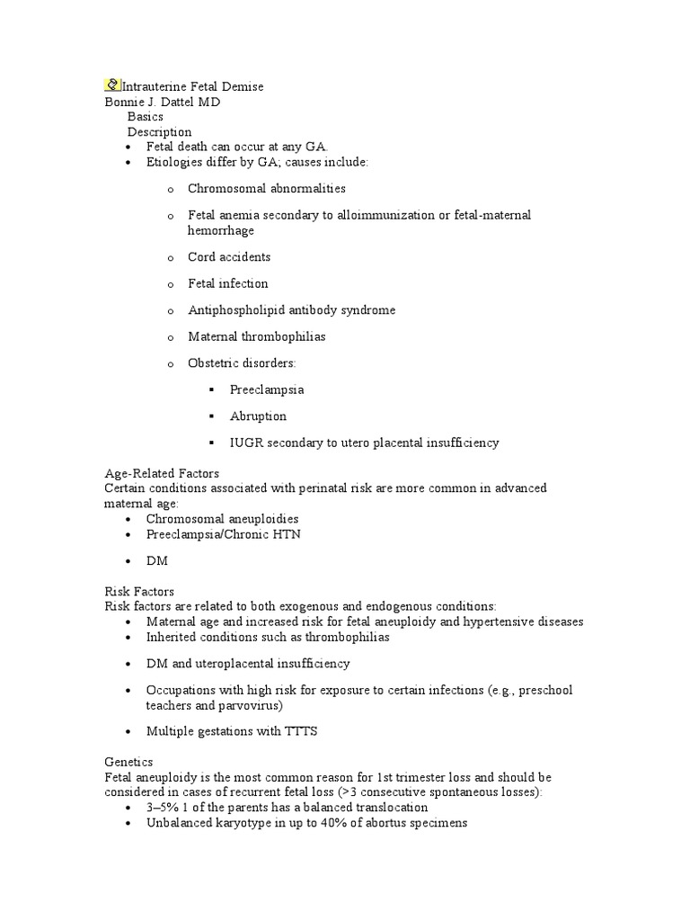 Intrauterine Fetal Demise | PDF | Fetus | Pregnancy