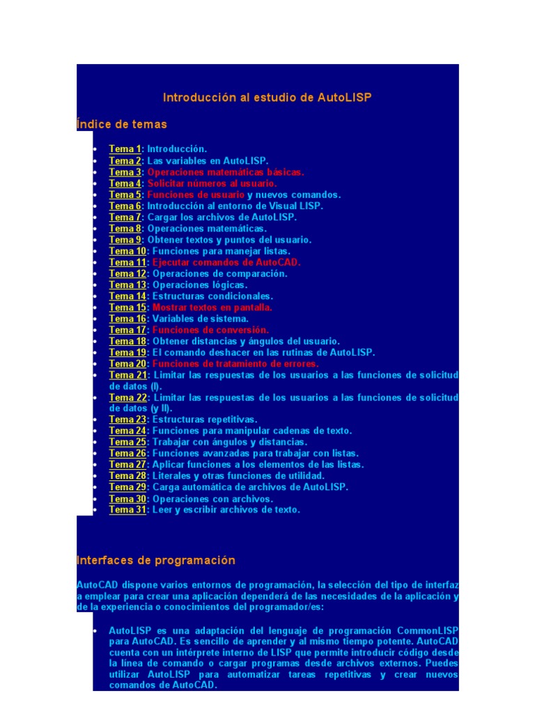 Tema AutoLISP | PDF | Lenguaje de programación | Compilador