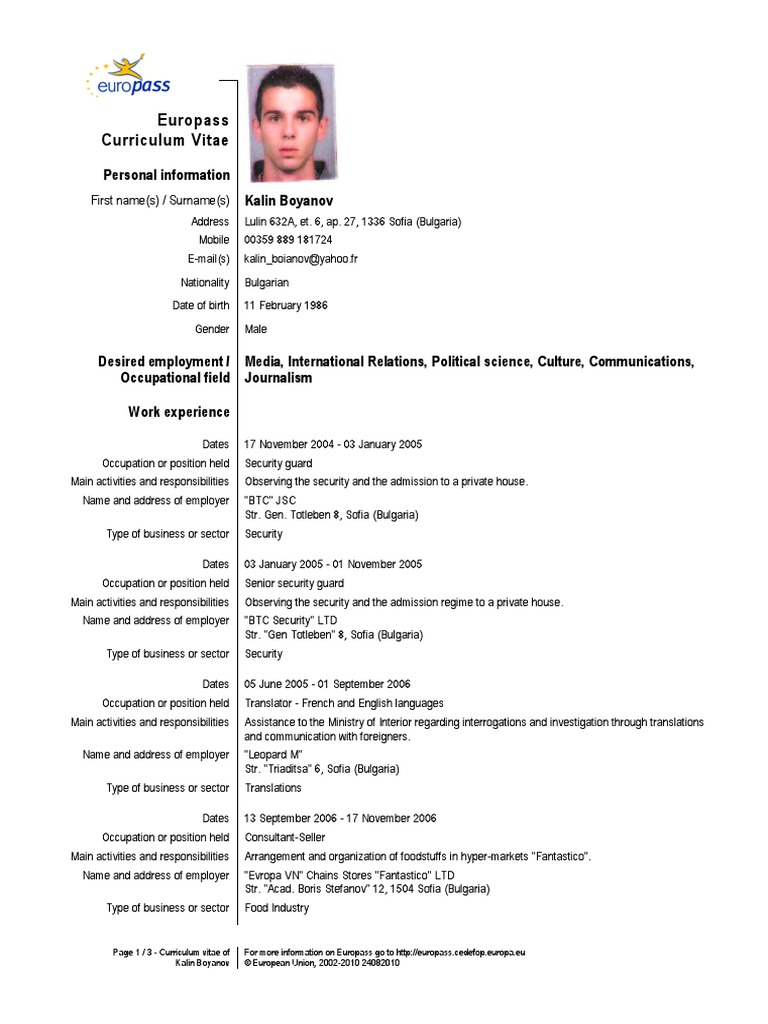 CV KB | PDF | Bulgaria | Communication