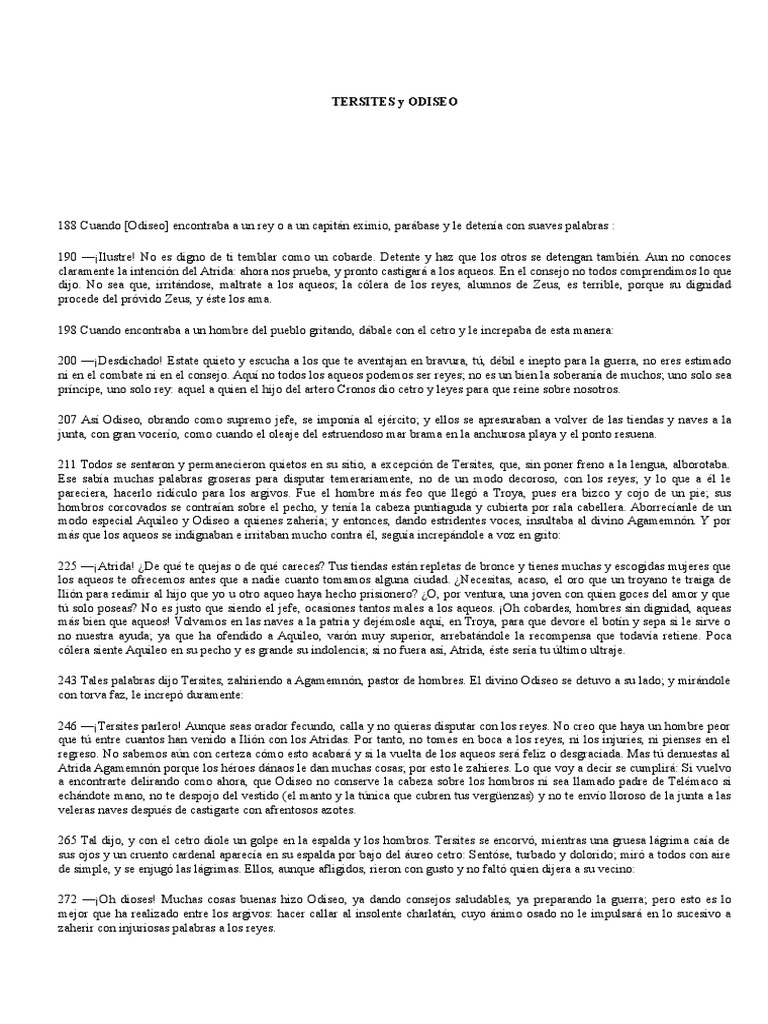 Tersites y Odiseo | PDF | Odiseo | Troya