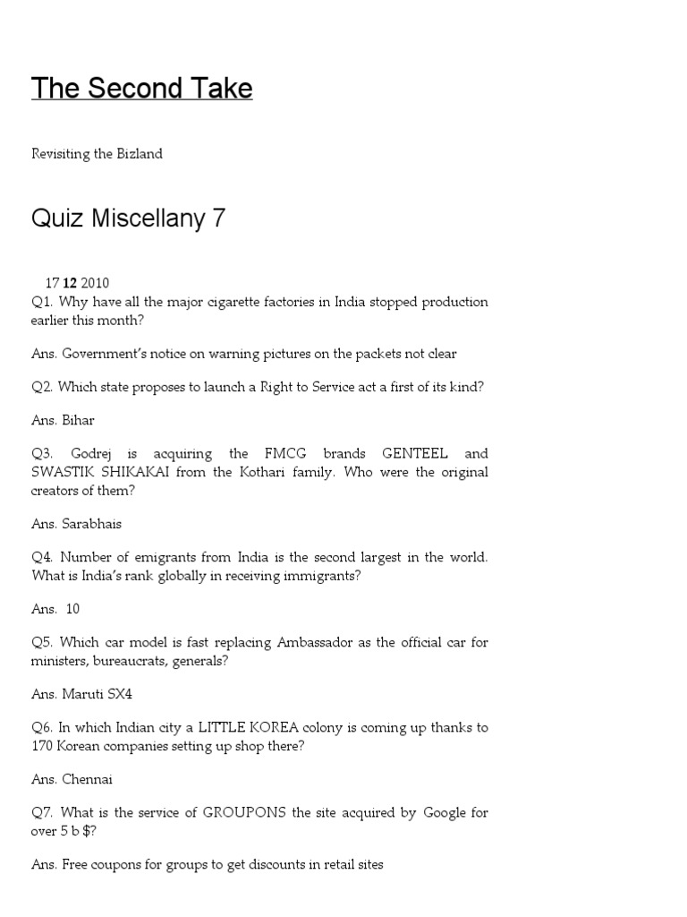 Trivia Bank - The Business Quiz | PDF | Pricewaterhouse Coopers | Lawsuit