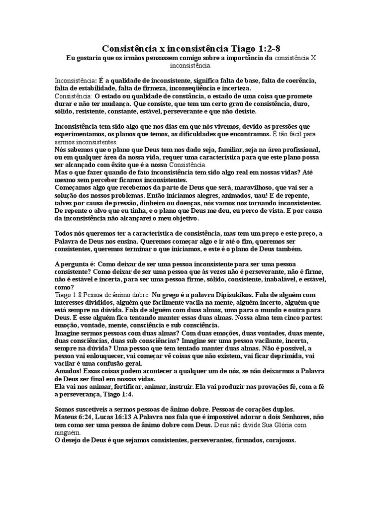 Consistência e Inconsistência | PDF | Santo | Deus