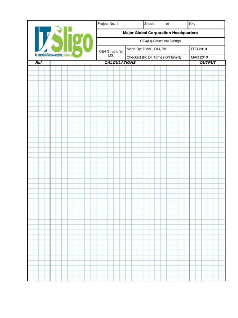 Ref. Calculations Output: Major Global Corporation Headquarters | PDF