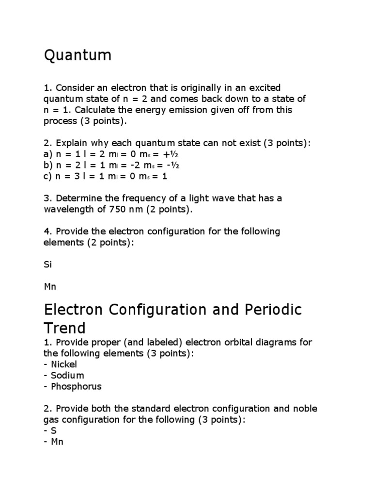 Quantum States and Electron Configurations | PDF | Teaching Methods ...
