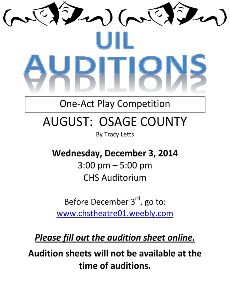 One-Act Play: August Osage County Auditions | PDF