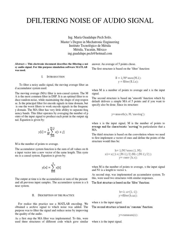 Moving Average y Accumulator | PDF | Filter (Signal Processing ...