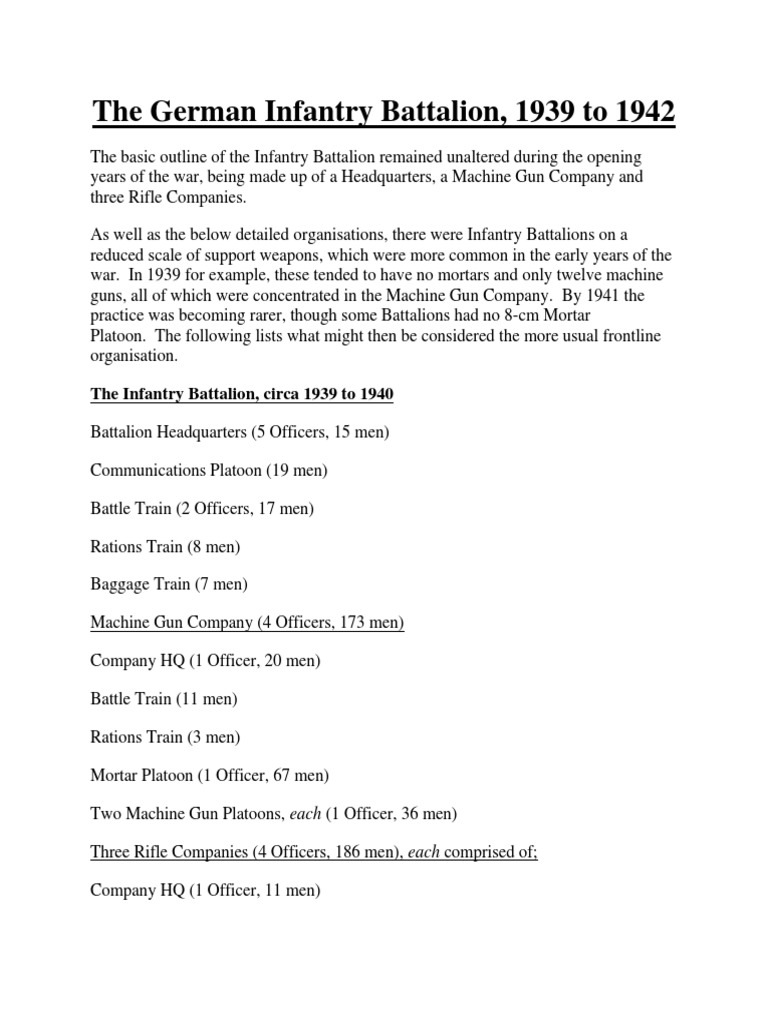 The German Infantry Battalion | PDF | Company (Military Unit) | Platoon