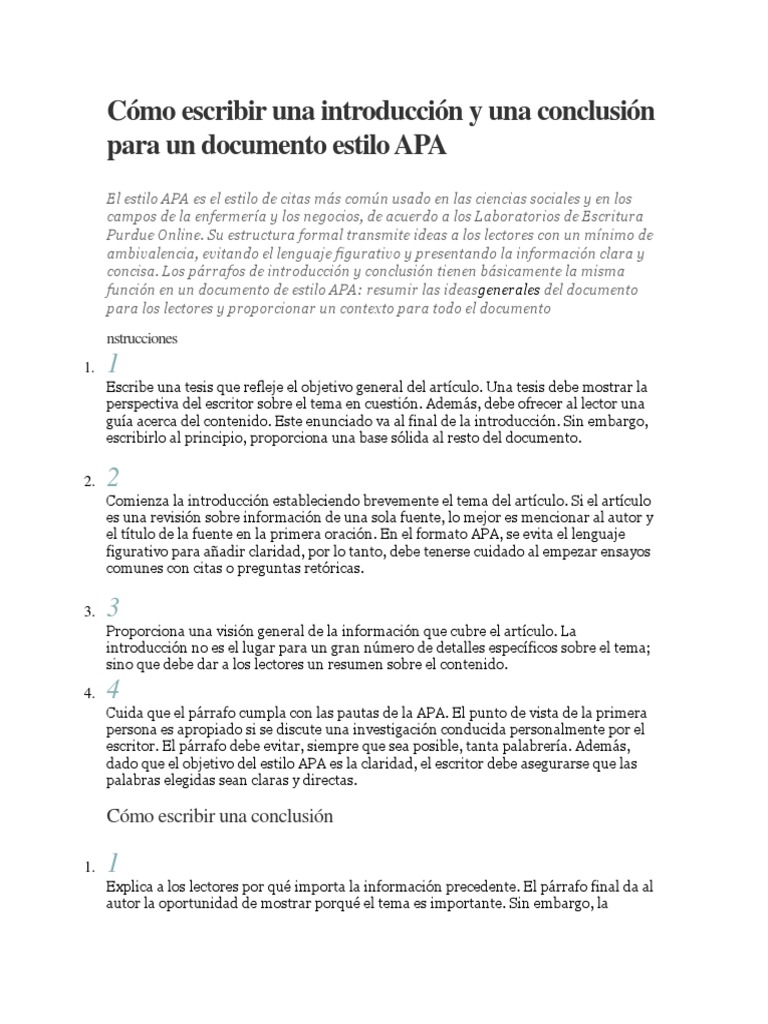 Cómo Escribir Una Introducción | PDF | Estilo apa | Información