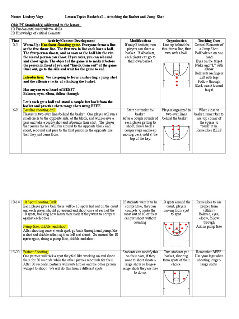 Basketball Shooting Lesson Plan | PDF | Ball Games | Sports Rules And ...