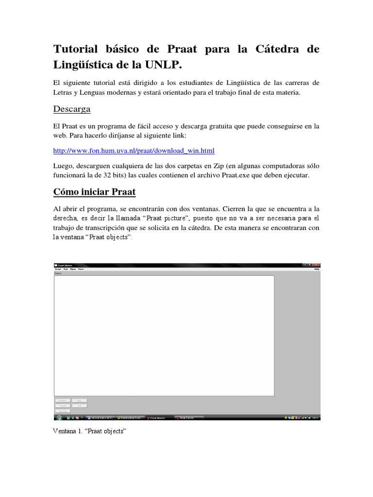 Tutorial Praat | PDF | Ventana (informática) | Archivo de computadora