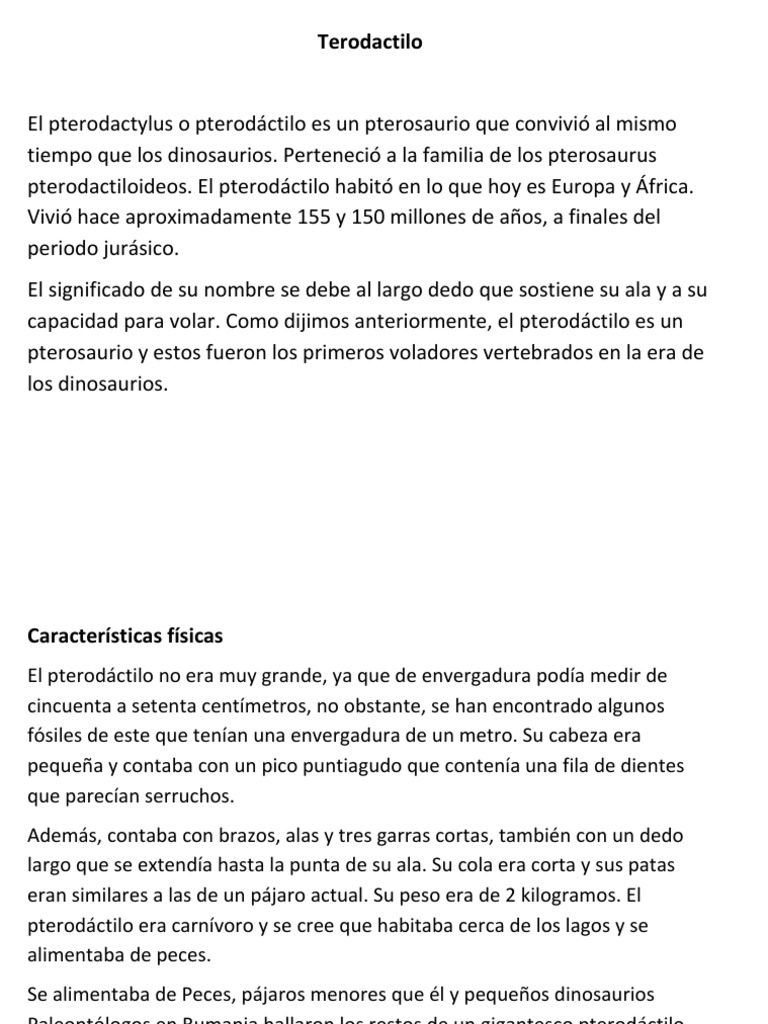 Terodactilo | PDF | Dinosaurios | Cretáceo
