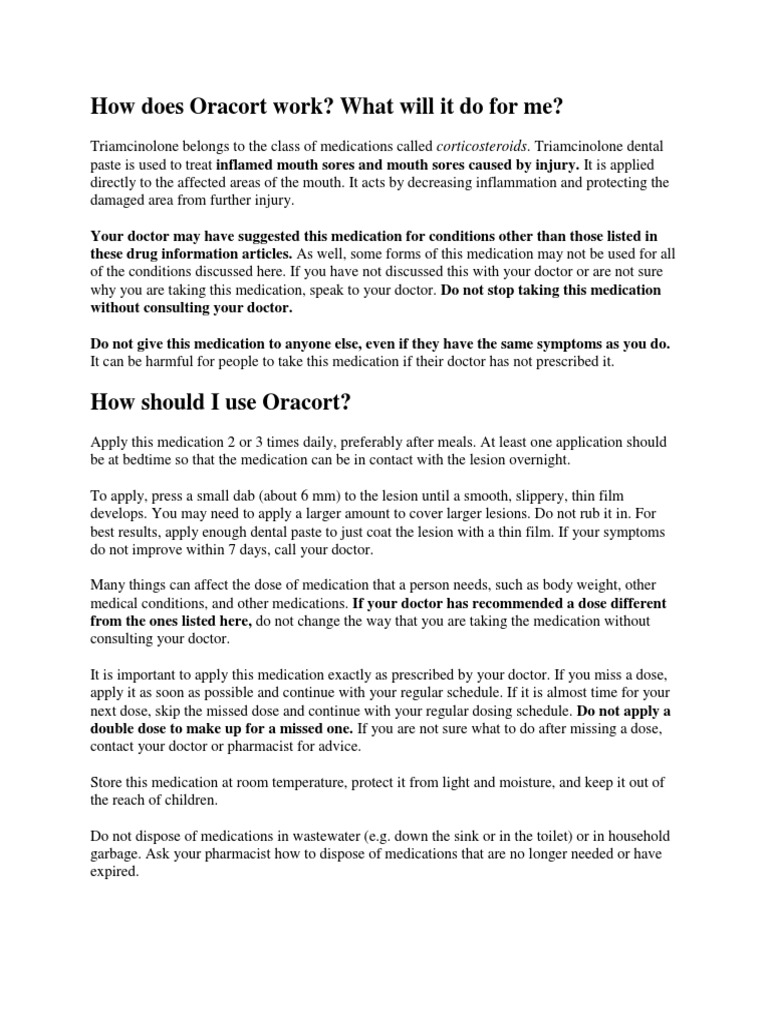 How Does Oracort Work | PDF | Candidiasis | Diseases And Disorders