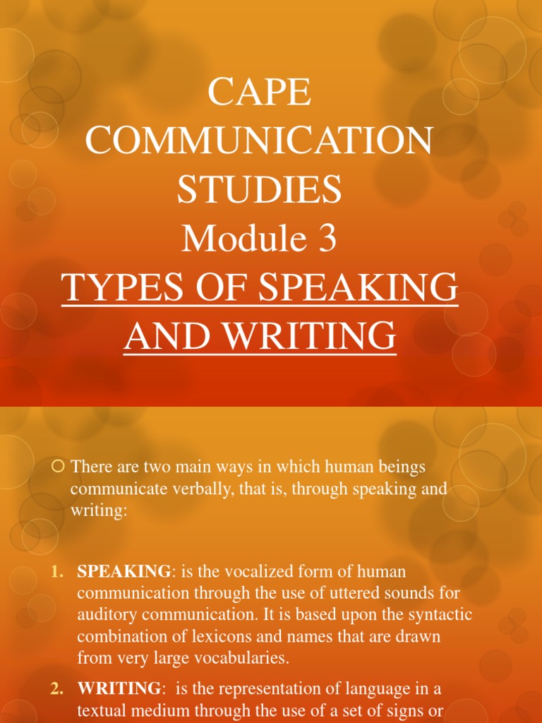 Communication Studies Speaking and Writing | PDF