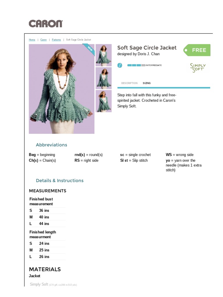 Soft+Sage+Circle+Jacket+ +yarn+ +Free+Knitting+Patterns+ +Crochet ...