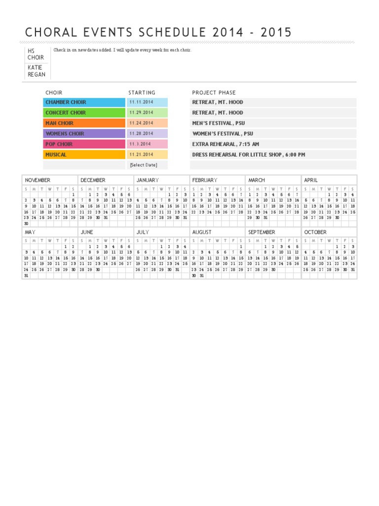 2014-2015 Choral Events Schedule | PDF