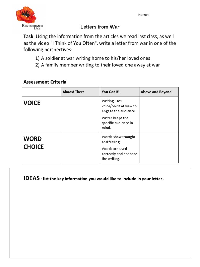 War Letter Writing Guide | PDF