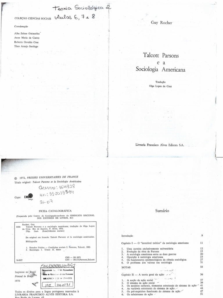 Guy Rocher - Talcott Parsons e A Sociologia Americana | PDF