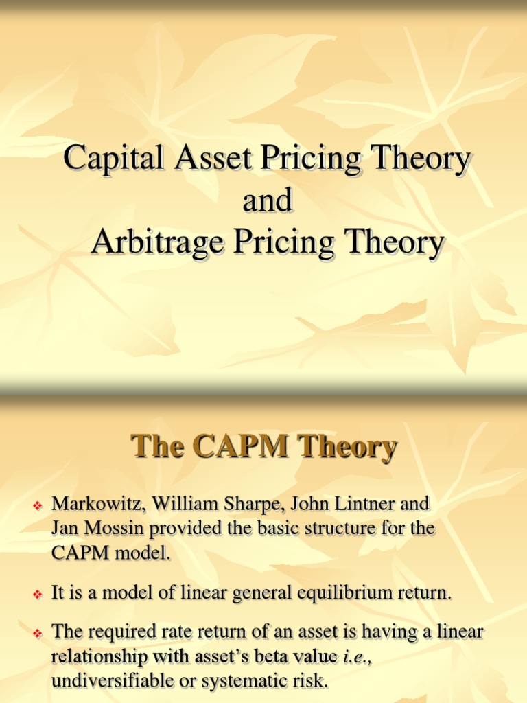 Capm & Apt | PDF | Capital Asset Pricing Model | Beta (Finance)