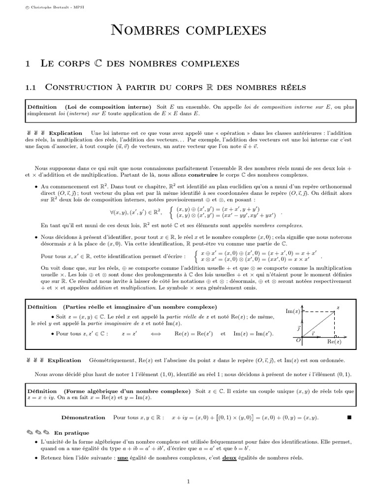 Cours - Nombres complexes.pdf | Nombre complexe | Racine carrée