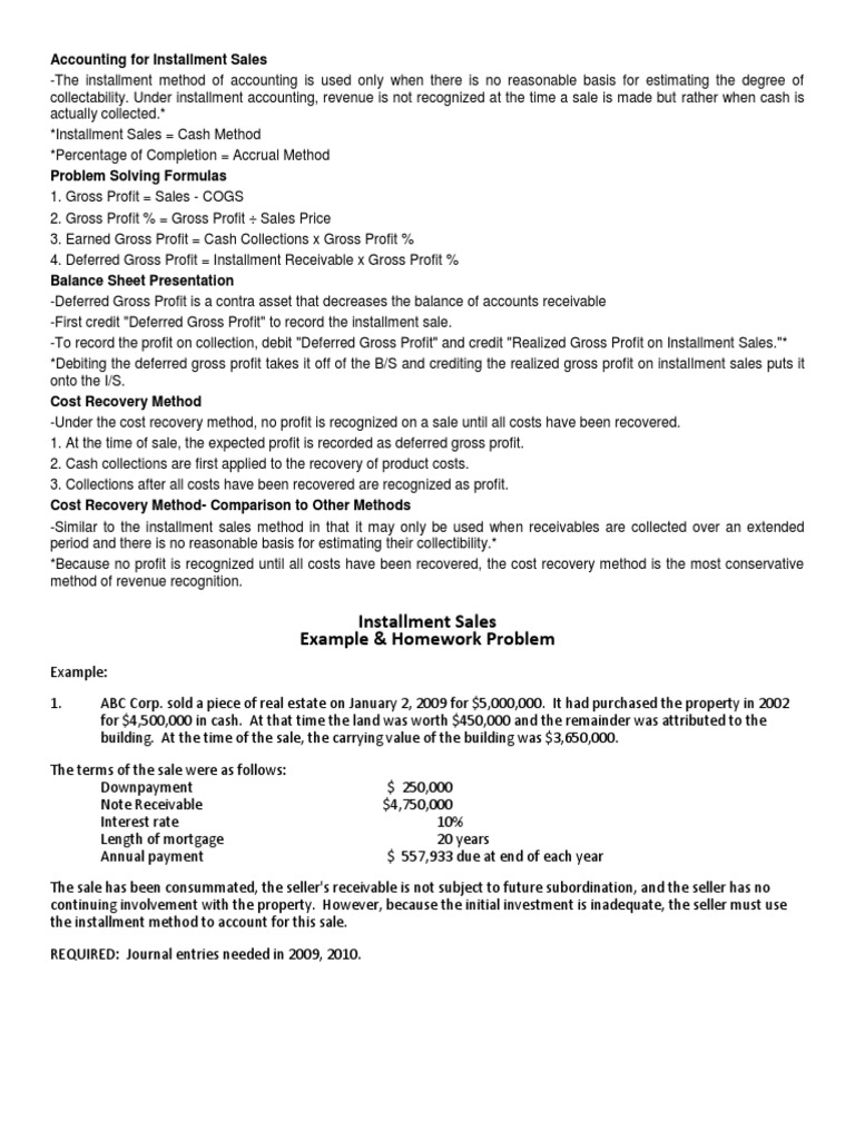 Accounting for Installment Sales Methods | PDF | Debits And Credits ...