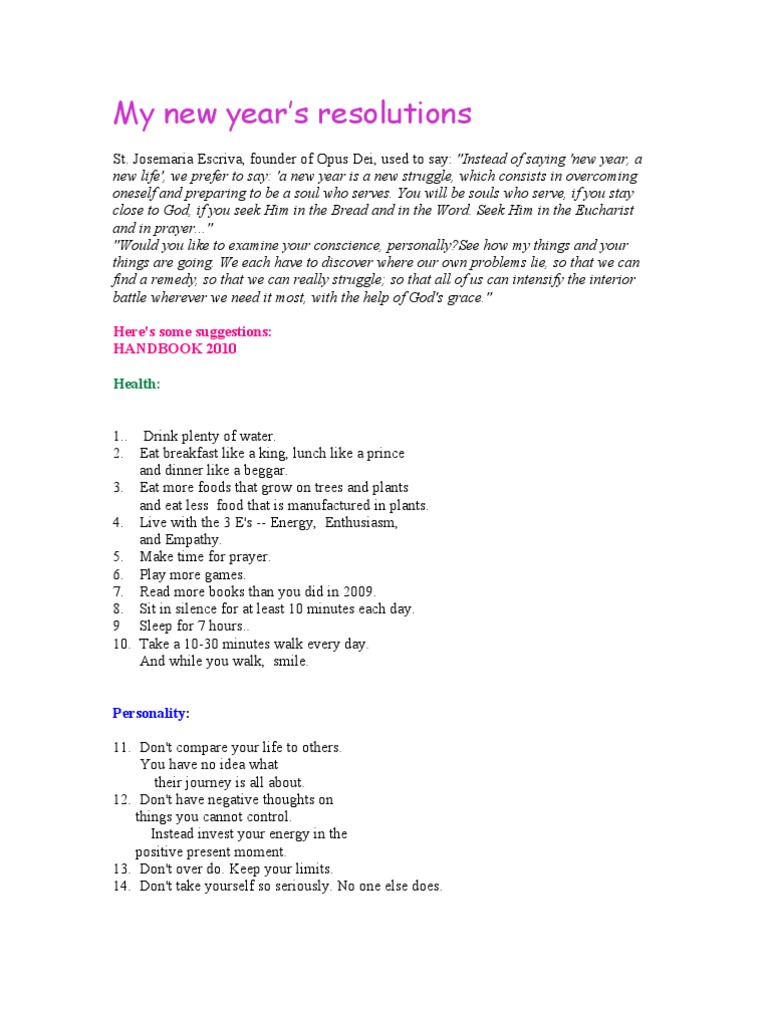 My New Years Resolutions | PDF